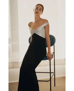Herve Leger Metallic Bonnie Gown
