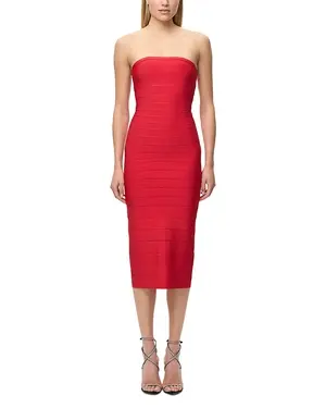 Herve Leger The Cassidy Strapless Bandage Dress - Chili