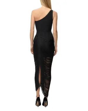 Herve Leger Tyra Gown With One-shoulder Design And Draped Skirt