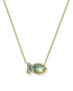 Kendra Scott Parker Fish Pendant Necklace - Gold Abalone Shell