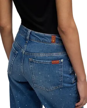 7 For All Mankind Stovepipe Straight Ankle Jeans With Embellishments