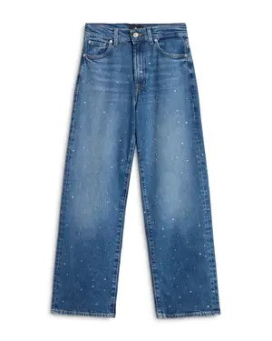 7 For All Mankind Stovepipe Straight Ankle Jeans With Embellishments