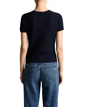 Vince Textured Crewneck Top - Navy