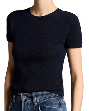 Vince Textured Crewneck Top - Navy