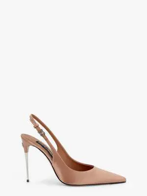 Dolce & Gabbana DOLCE & GABBANA Satin Slingback Pumps With Metal Stiletto Heel Multicolor