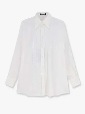 Dolce & Gabbana Oversize Cotton Shirt With Lace Trim