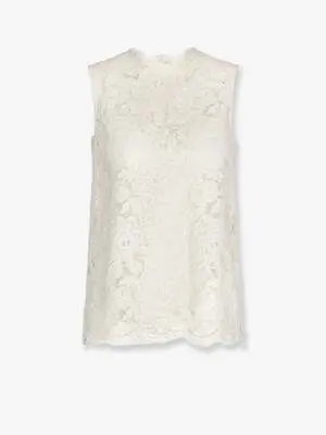 Dolce & Gabbana Logoed Stretch Lace Top