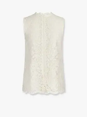 Dolce & Gabbana Logoed Stretch Lace Top