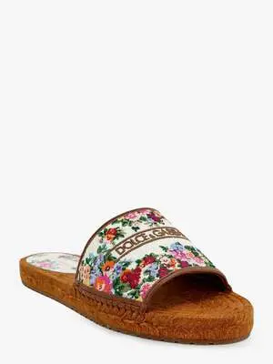 Dolce & Gabbana Embroidered Logo Canvas Espadrille Slides - Multicolor