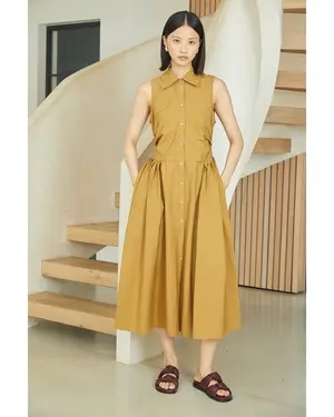 JOVONNA LONDON Sleeveless Collared Midi Dress - Camel