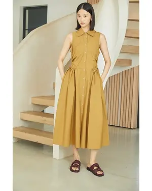 JOVONNA LONDON Sleeveless Collared Midi Dress - Camel