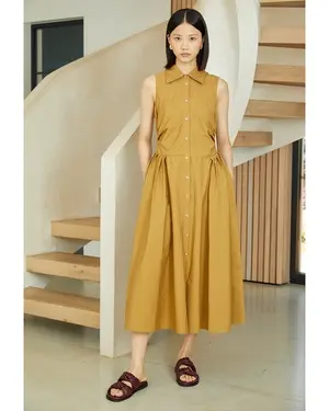 JOVONNA LONDON Sleeveless Collared Midi Dress - Camel
