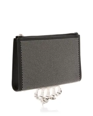 Alexander McQueen Knuckles Micro Stud Leather Clutch