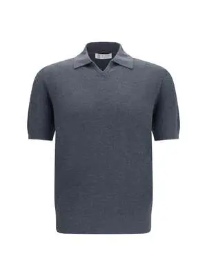 Brunello Cucinelli Cotton Ribbed Polo - Gray