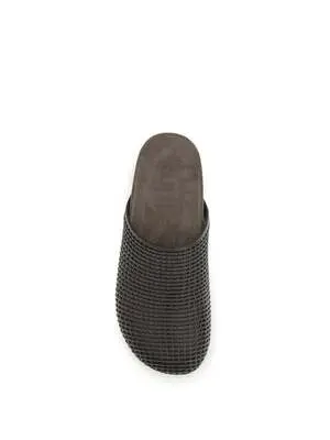 Brunello Cucinelli Leather Slides With Mesh Detail