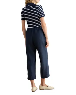HOBBS LONDON Lillie Cropped Linen Trousers - Navy