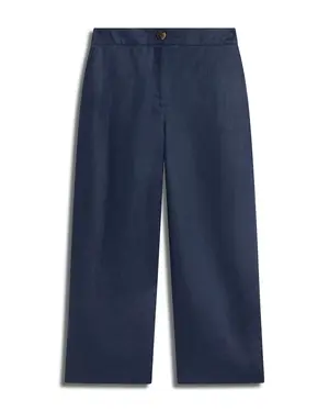 HOBBS LONDON Lillie Cropped Linen Trousers - Navy