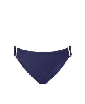 CHANGE OF SCENERY Layla U-bar Trim Textured Low-rise Hipster Bikini Bottom - Navy Texture