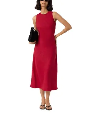 Whistles Bias Cut Linen Midi Dress