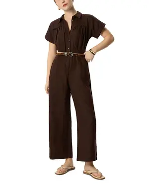 Whistles Utility Linen Jumpsuit - Brown
