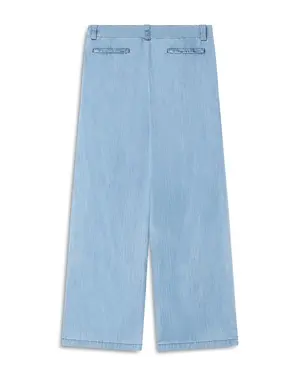 Emporio Armani Icon Cotton Chambray Wide-leg Trousers