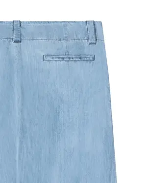 Emporio Armani Icon Cotton Chambray Wide-leg Trousers