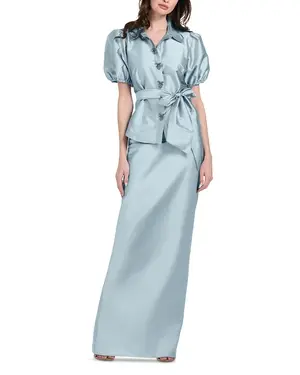 EMILY SHALANT Taffeta Puff Sleeve Blouse