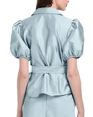 EMILY SHALANT Taffeta Puff Sleeve Blouse