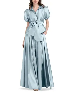 EMILY SHALANT Taffeta Puff Sleeve Blouse