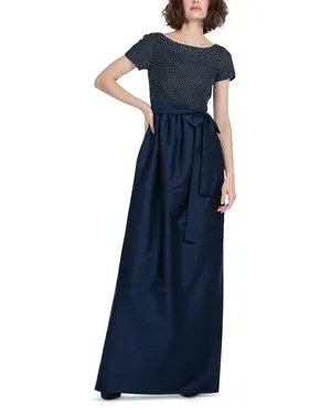 EMILY SHALANT Filagree Glass Beaded Gown