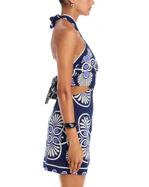 Aqua Mosaic Halter Mini Dress