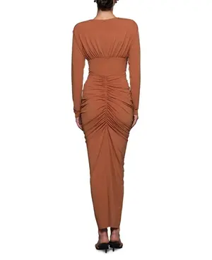 ET OCHS Draped Ruched Midi Dress - Rust/copper