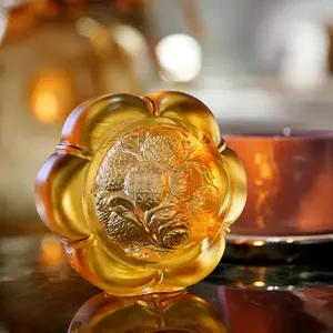LIULI Limited Edition Auspiciousness In Gold Crystal Glass Figure