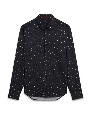 Ted Baker London Iskran Slim Fit Ditsy Floral Shirt - Navy