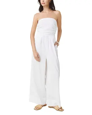 Splendid Strapless Wide Leg Jumpsuit - White