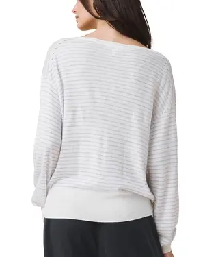 Splendid Erica Striped V-neck Sweater - White/azure