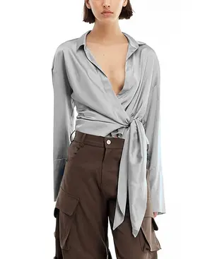 MOTHER OF ALL Gisele Wrap Top - Silver