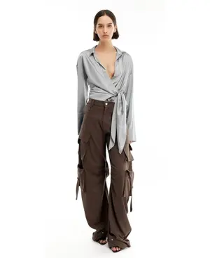 MOTHER OF ALL Gisele Wrap Top - Silver