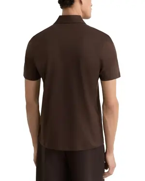 REISS Earl Slim Fit Airwater Cotton Polo Shirt - Brown