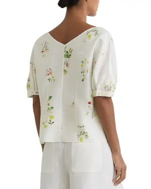 REISS Qunicy Floral Keyhole Top