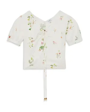 REISS Qunicy Floral Keyhole Top