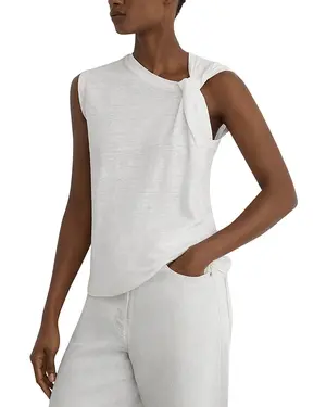 REISS Taylor Twisted Linen Tank Top