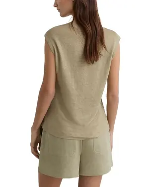 REISS Taylor Linen Tee With Knot Detail