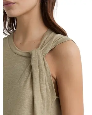 REISS Taylor Linen Tee With Knot Detail