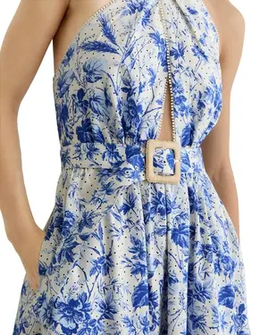 REISS Petite Printed Cotton Dress