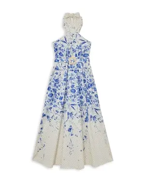 REISS Printed Halter Neck Maxi Dress With Belt