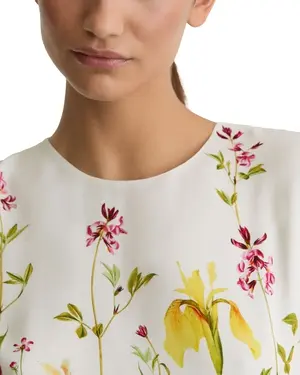 REISS Floral Printed Belted Midi Dress