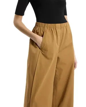 Theory Wide Leg Cotton Pants - Bronze