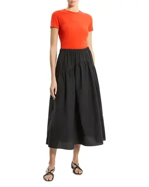 Theory Seamed Yoke Midi Skirt