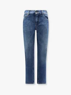 Dolce & Gabbana Denim Jeans With Engraved Logo Patch - Blue